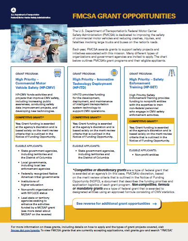 FMCSA Resources for Grants | FMCSA